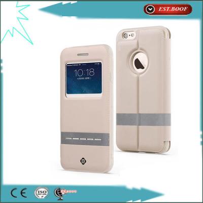 Cina Di bianco casi del telefono cellulare del cuoio di vibrazione della finestra fuori per Iphone 6 in vendita