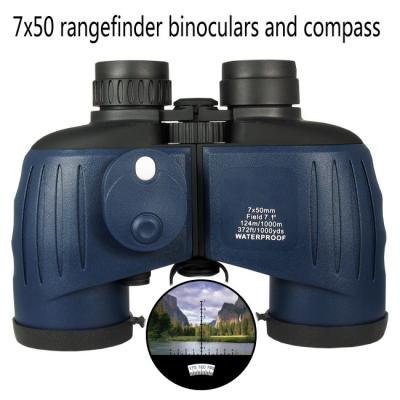 China blue 7x50 waterproof binoculars and compass 7x50 rangefinder  marine waterproof binoculars for sale