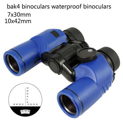 China blue 10x42 waterproof binoculars and compass 7x30 rangefinder marine waterproof binoculars for sale