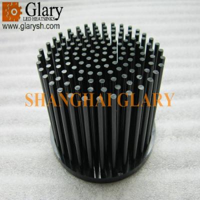 China GLR-PF-080055 80mm Round Pin Fin LED Cooler Cold Forging AL1070 LED Heatsinks for sale