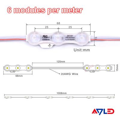 China Injeção 1.2W impermeável IP68 do módulo 12V SMD 2835 do diodo emissor de luz de Samsung exterior para o Signage à venda