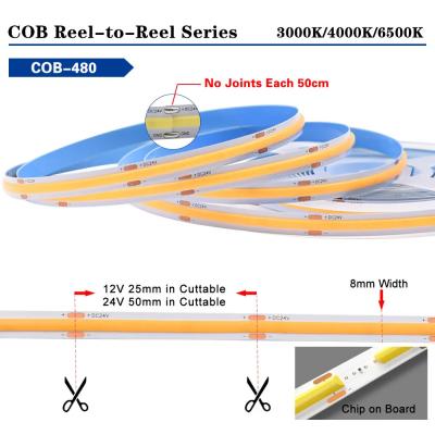 Cina COB LED Strip Light 480LEDs CRI 90+ Uniform Glow Dotless Non impermeabile IP20 Flessibile in vendita