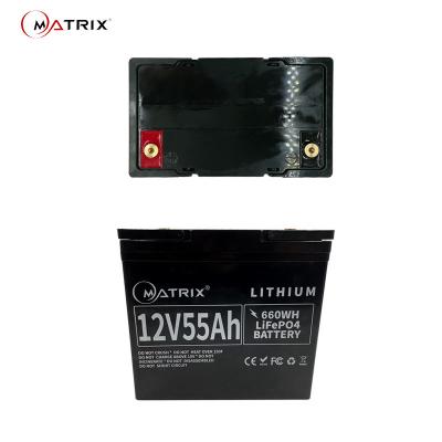 Cina Batteria Lifepo4 BMS incorporato del fosfato del ferro del litio della matrice 12v 55Ah in vendita