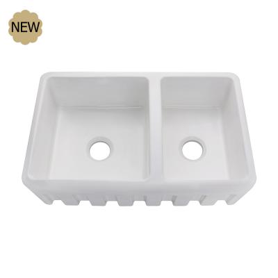 China Double Bowl Farmhouse Ceramic Kitchen Sink for sale