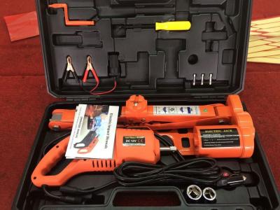 China 12v electric powered auto lift scissor  jack and wrench kit for 3 tons lifting for sale