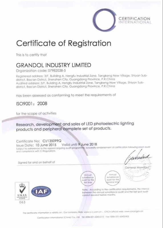 ISO9001-2008 - GRANDOL INDUSTRY LIMITED 