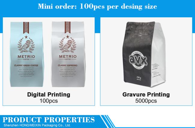 Vaccum sealer printed aluminum foil with valve 12 oz custom hanging ear drip coffee filter paper bag