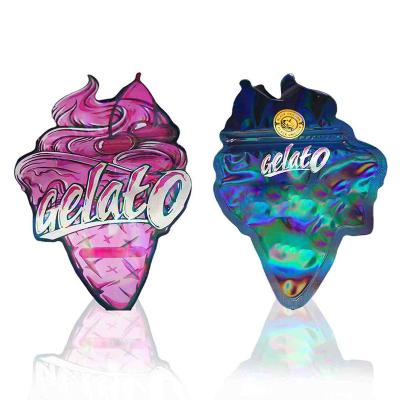 China Ice Cream Shape Custom Die Cut Bags All Colors Support Printing With Zipper Top for sale