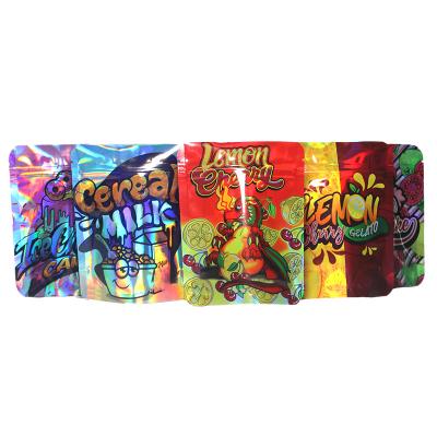 China Customized Pattern Stand Up Pouch Holographic Plastic Packaging Bag With Ziplock for sale