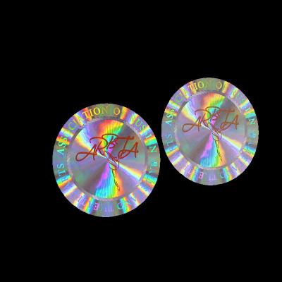 China Holographic Security Qr Code Hologram Sticker Self Adhesive Rainbow Round Sticker for sale