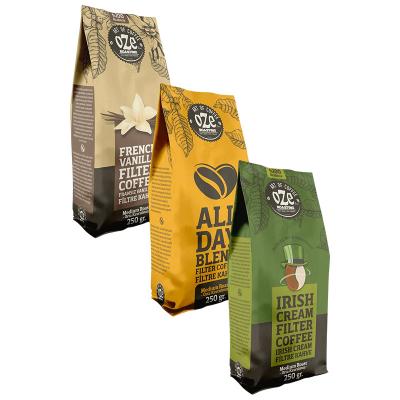 China Custom 250g 500g 1kg Coffee Bean Packaging Bag Side Gueest Bag With Valve for sale