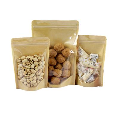 China Biodegradable Kraft Paper Stand Up Pouch with Zipper Top for Custom Size Food Packaging for sale