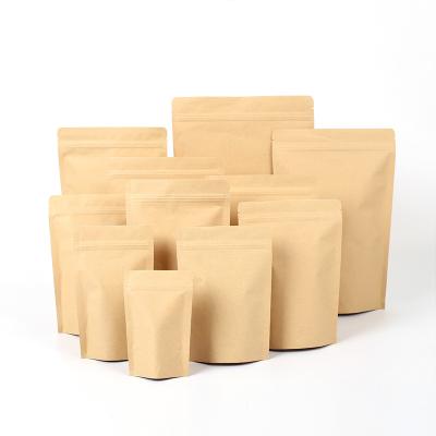 China Custom Size Accepted Moisture Proof Zipper Top Stand Up Pouch for Food Packaging Kraft Paper Pouch for sale