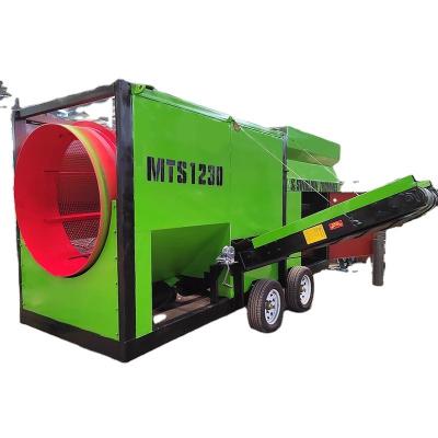 China 3100 KG Capacity Circular Mobile Compost Trommel Screen Portable Topsoil Screener for sale