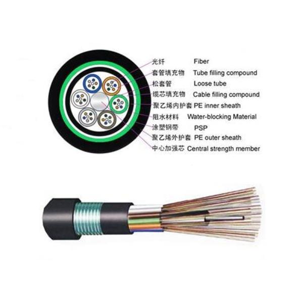 Quality GYTS 6 Core Fiber Optic Outdoor Cable Water Resistance For Telecommunication for sale