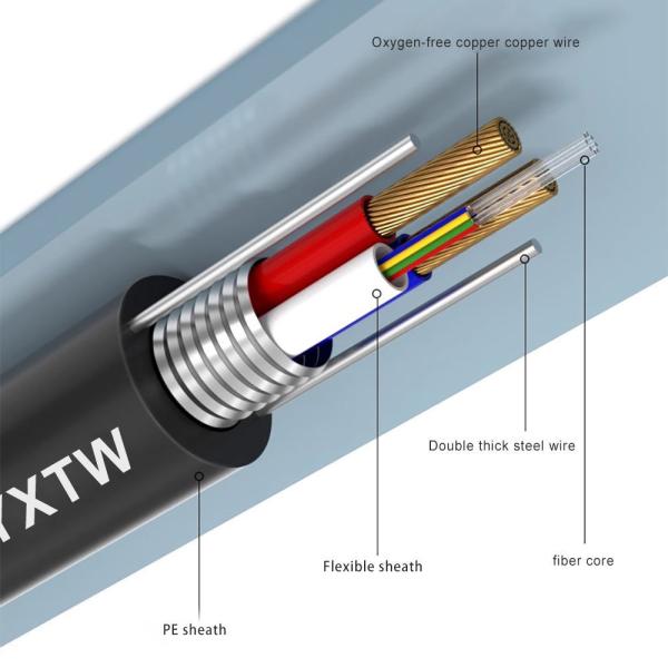 Quality Waterproof Photoelectric Composite Fiber Optic Cable GYXTW 4 6 8 12 Core ISO Approved for sale