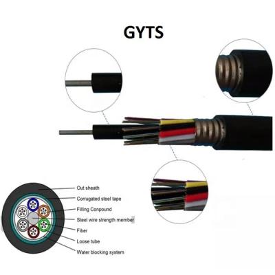 Anti UV PE Jacket GYTS Stranded Fiber Optic Cable Armored 96 Core For ...