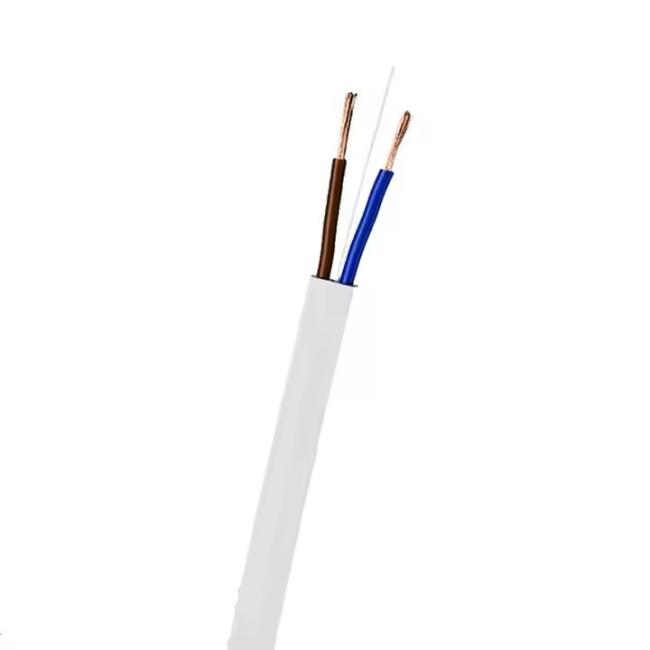 Close-up view of flat optic-electric composite cable showing detailed construction