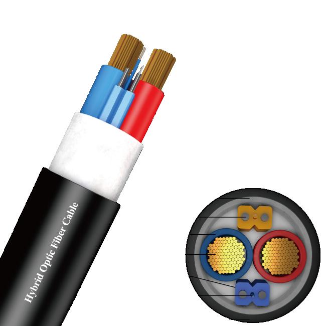 Hybrid Optical Fiber Cable close-up view showing construction details