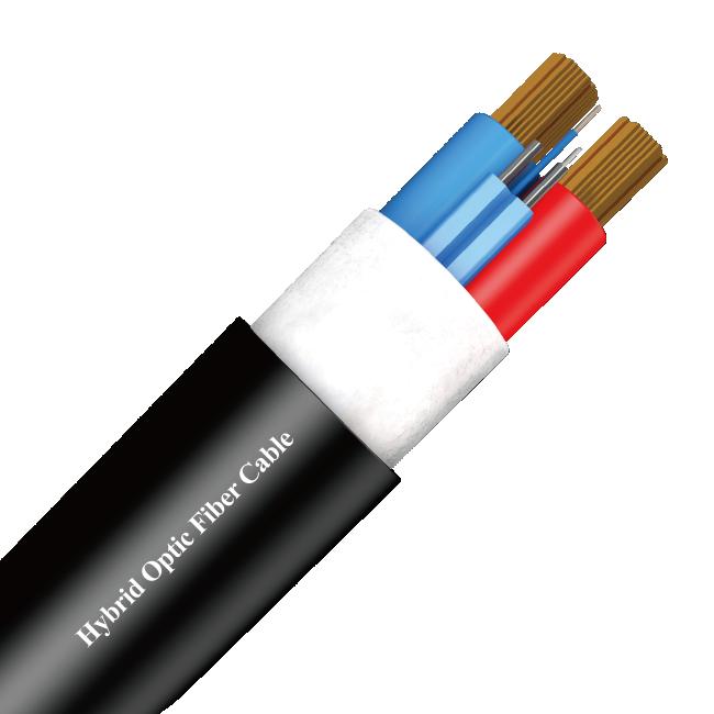 Hybrid Optical Fiber Cable cross-section and internal structure