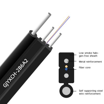 Cina 2 filo di acciaio di sostegno G.657A2 3 di auto del cavo flessibile del centro FTTH LSZH GJYXCH in vendita