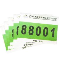 China Durable Neon Printed Race Numbers , Rectangular Reflective Marathon Running Bib for sale
