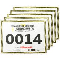 China Durable Neon Printed Race Numbers , Rectangular Reflective Marathon Running Bib for sale