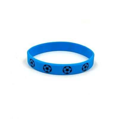 China Embossed Silicone Bracelets Custom Soccer Ball Game Souvenir Gift Wrist Bands in Various Colors for sale