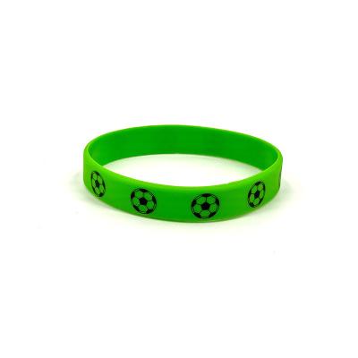 China Embossed Silicone Bracelets Custom Soccer Ball Game Souvenir Gift Wrist Bands in Various Colors for sale