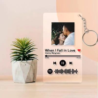 China Factory Custom Rectangular Acrylic Key Chain Picture Key Ring Couple Lover Photo Picture Song Lyric Printed Keychain for sale