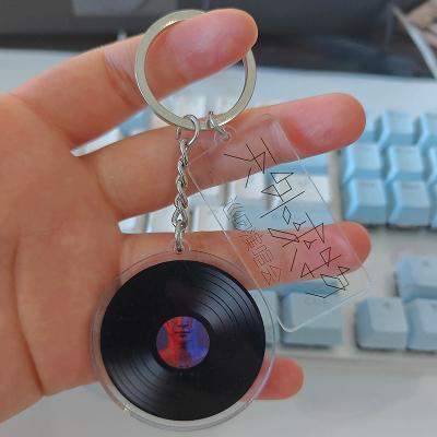 China Metal Ring Transparent Acrylic Keychain Durable Simple Album CD Singer Idol Printed for sale