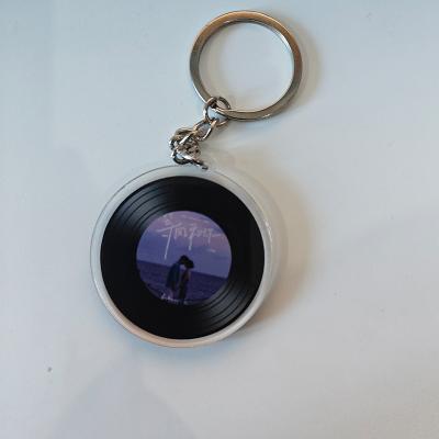 China Metal Ring Transparent Acrylic Keychain Durable Simple Album CD Singer Idol Printed for sale