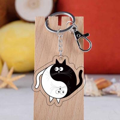 China Holographic Acrylic Key Chain Cute Cartoon Animal Pet Picture Printed Acrylic Picture Keychain for sale