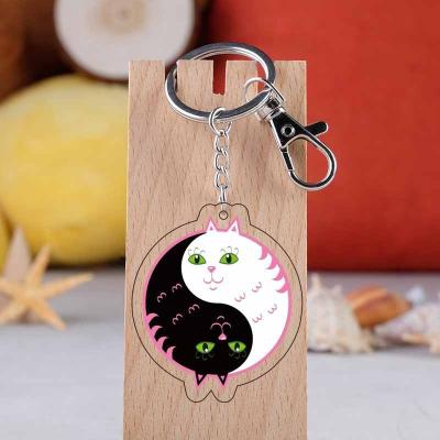 China Holographic Acrylic Key Chain Cute Cartoon Animal Pet Picture Printed Acrylic Picture Keychain for sale