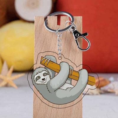 China Holographic Acrylic Key Chain Cute Cartoon Animal Pet Picture Printed Acrylic Picture Keychain for sale