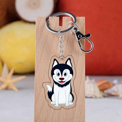 China Holographic Acrylic Key Chain Cute Cartoon Animal Pet Picture Printed Acrylic Picture Keychain for sale