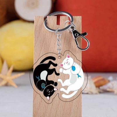 China Holographic Acrylic Key Chain Cute Cartoon Animal Pet Picture Printed Acrylic Picture Keychain for sale