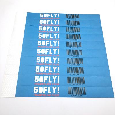 China Custom Logo Sequential Numbering Tyvek Wristbands Swimming Pool Waterproof Ink Tyvek Bracelet Wrist Bands for sale