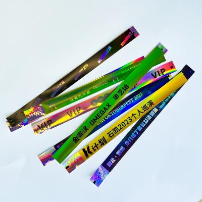 China Disposable Neon Laser Rainbow Glitter Party Wristbands Custom for Event Concert Music Festival for sale