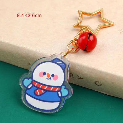 China Christmas Festival Custom Acrylic Keychain Key Ring Transparent Cute Cartoon Christmas Festival Snowman Charms Keychain for sale