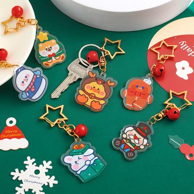 China Christmas Festival Custom Acrylic Keychain Key Ring Transparent Cute Cartoon Christmas Festival Snowman Charms Keychain for sale
