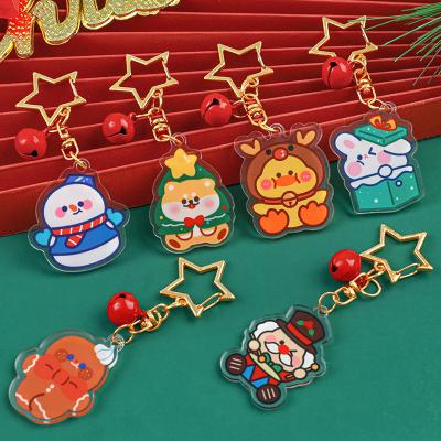 China Christmas Festival Custom Acrylic Keychain Key Ring Transparent Cute Cartoon Christmas Festival Snowman Charms Keychain for sale