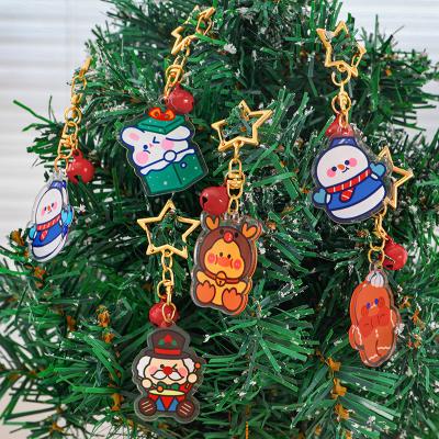 China Christmas Festival Custom Acrylic Keychain Key Ring Transparent Cute Cartoon Christmas Festival Snowman Charms Keychain for sale
