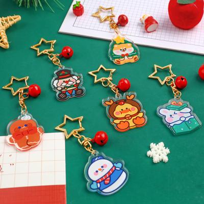 China Christmas Festival Custom Acrylic Keychain Key Ring Transparent Cute Cartoon Christmas Festival Snowman Charms Keychain for sale