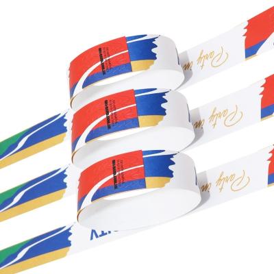 China Chinese Manufacturer Serial Numbered Tyvek Material Wristband Waterproof Full Color Printing With Your Custom Logo for sale