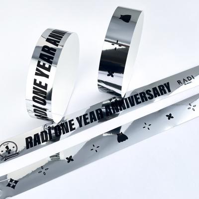 China Add Logo Text Holographic Laser Wristbands Glitter Style for Adults and Kids at Event for sale