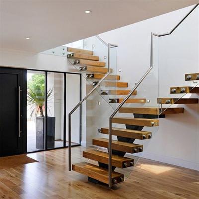 China Professional Ruber Wood Treads Mono Stringer Straight Staircase for sale