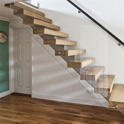 China Wood Step Central Steel Beam Straight Staircase for sale
