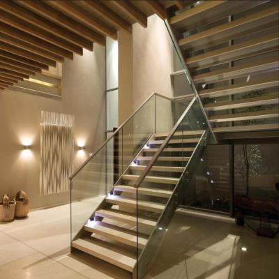 China High quality double stringers non-slip wood tread stairs for sale