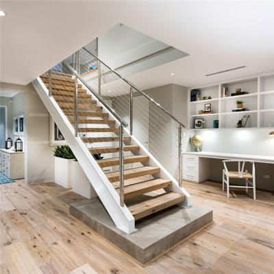 China Double Stringers Non-slip Wood Tread Stairs with Low Price for sale